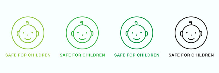 Safe for children line green and black icon set Vector Image