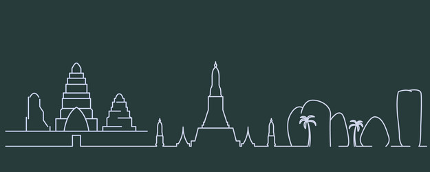 Bangkok dark line simple minimalist skyline Vector Image