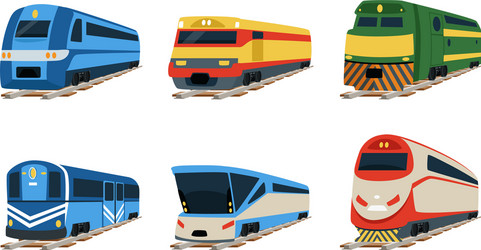 Retro and modern train locomotives set freight Vector Image
