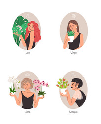 Zodiac collection astrological set with beautiful Vector Image