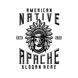 Apache indian man logo vintage style chief mascot Vector Image