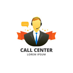 Call center support emblem Royalty Free Vector Image