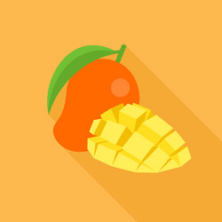 Gmo mango icon flat dna food Royalty Free Vector Image