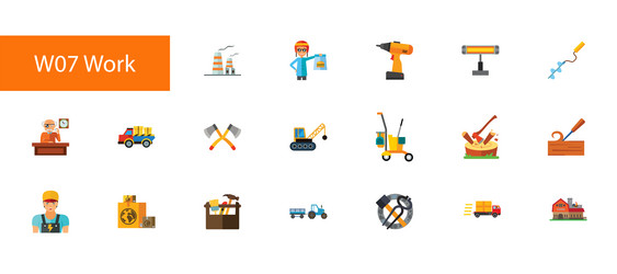 Blue collar work icon set manual labor collection Vector Image