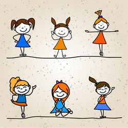 Hand drawing cartoon character happy kids Vector Image