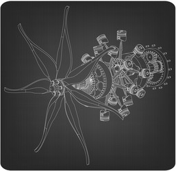 Radial engine blueprints Royalty Free Vector Image