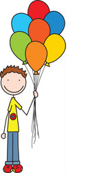 Cartoon boy holding alphabet balloon Royalty Free Vector