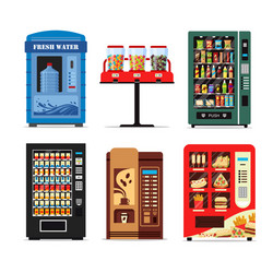 Flat vending machines snacks food ice cold Vector Image