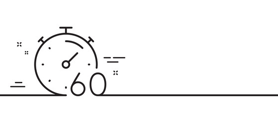 Timer 60 Minutes Line Icon Stopwatch Time Sign Vector Image