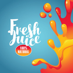 Banner with inscription fresh juices and splashes Vector Image