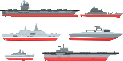 Naval combat ships collection military boat Vector Image