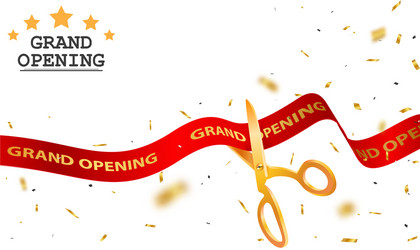 Grand opening background with red ribbon Vector Image