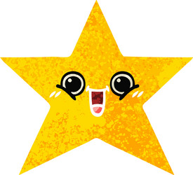 Retro style cartoon gold star Royalty Free Vector Image