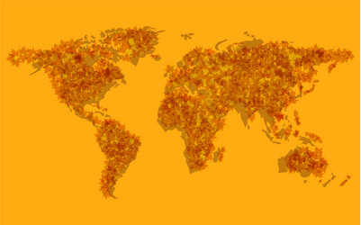 World map of maple leaves Royalty Free Vector Image