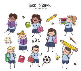 School kids student study cartoon Royalty Free Vector Image