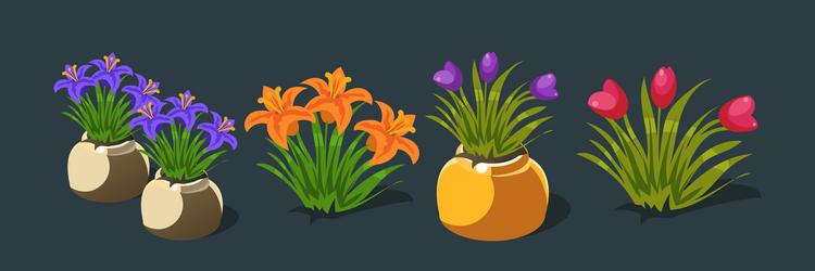 Game planting and garden object and element Vector Image