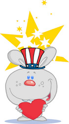 Patriotic rabbit cartoon Royalty Free Vector Image