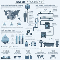 Water consumption infographic with diagrams Vector Image