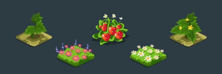 Game planting and garden object and element Vector Image