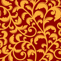 Yellow floral seamless pattern with red background