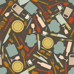 Seamless pattern with kitchen items Royalty Free Vector