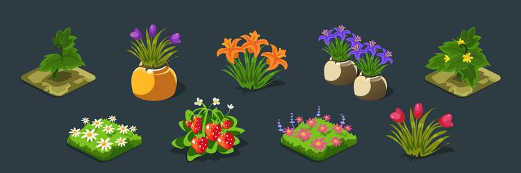 Game planting and garden object and element Vector Image