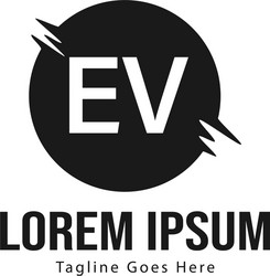 Initial ev logo template with modern frame Vector Image