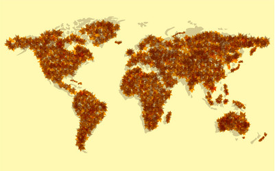 World map of maple leaves Royalty Free Vector Image