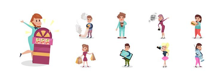 People characters having bad habits and harmful Vector Image