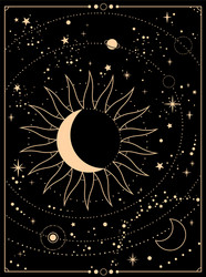 Space esoteric composition sun moon Royalty Free Vector