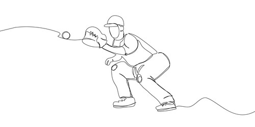 Baseball one line art continuous line drawing Vector Image