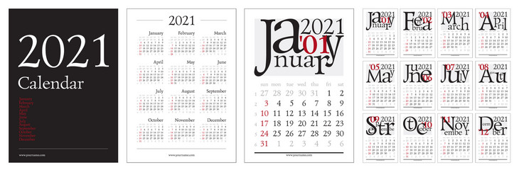 Classic gregorian calendar for 2021 year a4 pages Vector Image