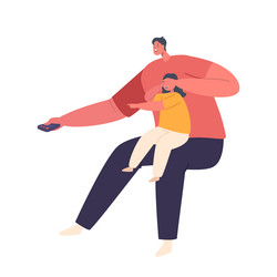 Character flat drawing cute little girl paddling Vector Image