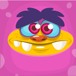 Funny cartoon monster face square avatar Vector Image