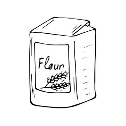 Hand-drawn pack of flour Royalty Free Vector Image