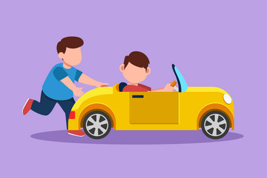 Boy Pushing Car Vector Images (62)