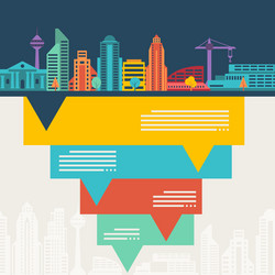 Town background design with cottages and houses Vector Image