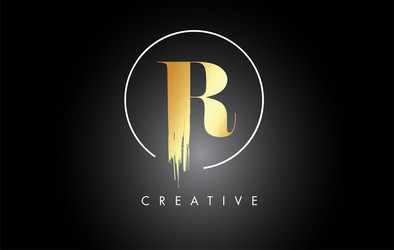 Gold alphabet letter r logo icon design Royalty Free Vector