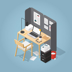 Isometric office workplace Royalty Free Vector Image