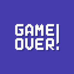 Breaking up pixel game over text Royalty Free Vector Image