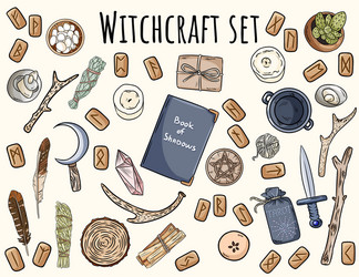 Wiccan stickers set collection witchcraft Vector Image