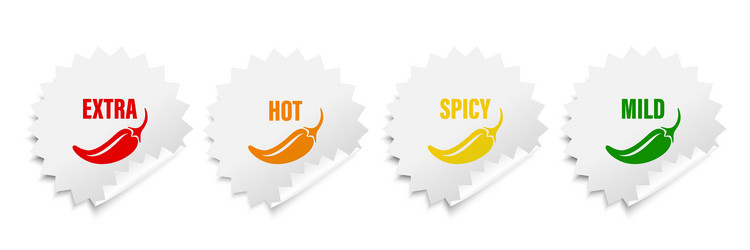 Realistic round stickers with spicy chili Vector Image