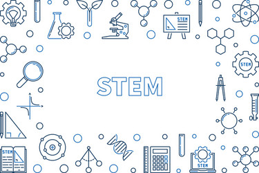 Stem colored horizontal frame education Royalty Free Vector