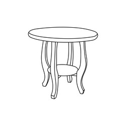 Wooden round table line art creative design Vector Image