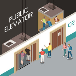 Elevator escalator stairs vertical banner set Vector Image
