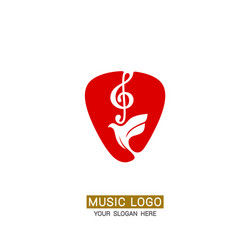 Music logo treble clef and flying dove Royalty Free Vector