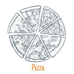 Hand drawn pizza Royalty Free Vector Image - VectorStock
