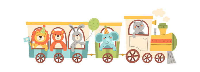 Animals on the train Royalty Free Vector Image