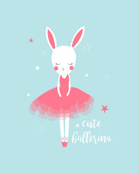 Ballerina bunny for t-shirt Royalty Free Vector Image