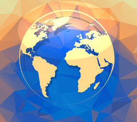 Shiny earth globe between Royalty Free Vector Image